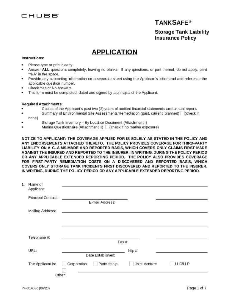 Application Storage Tank Liability - Markel Canada Doc Template | pdfFiller