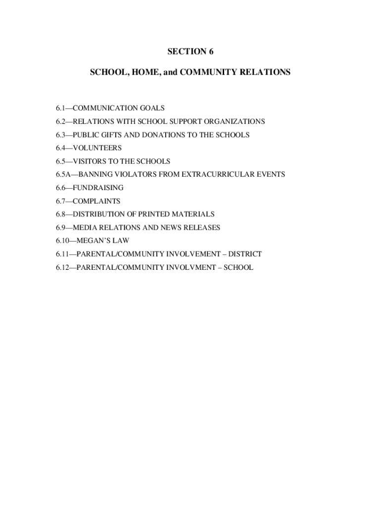 Fillable Online SECTION 6 SCHOOL, HOME, and COMMUNITY RELATIONS Fax ...