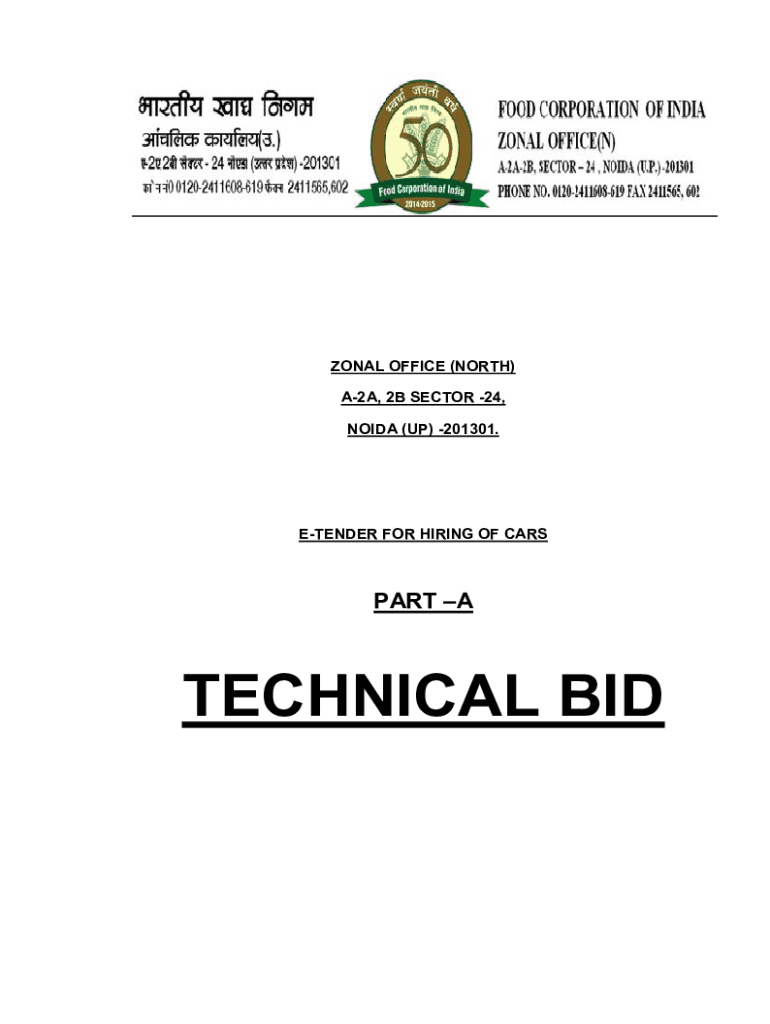 Fillable Online fci gov E-Tender for Empanelment of Car agencies for Providing Car ... Fax Email ...