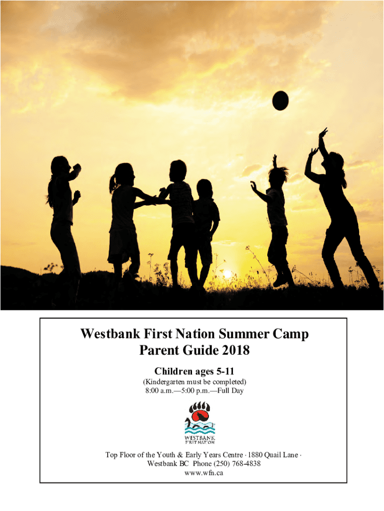 Fillable Online Westbank First Nation Summer Camp Parent Guide 2018 Fax ...