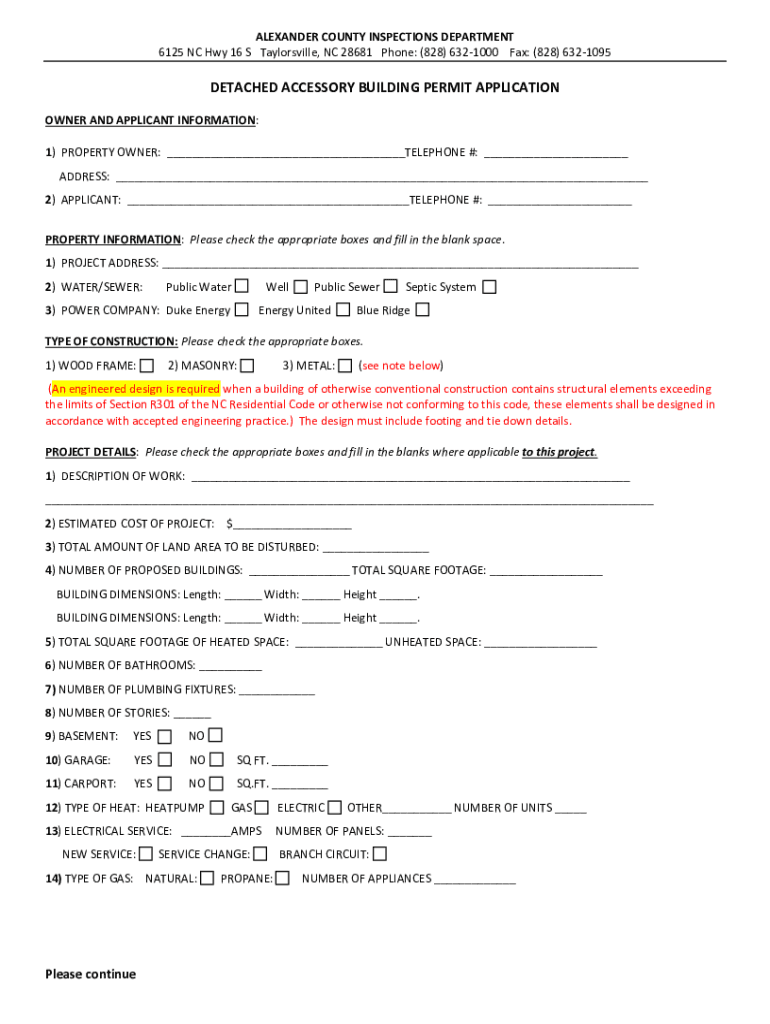 Fillable Online detached accessory building permit application Fax ...