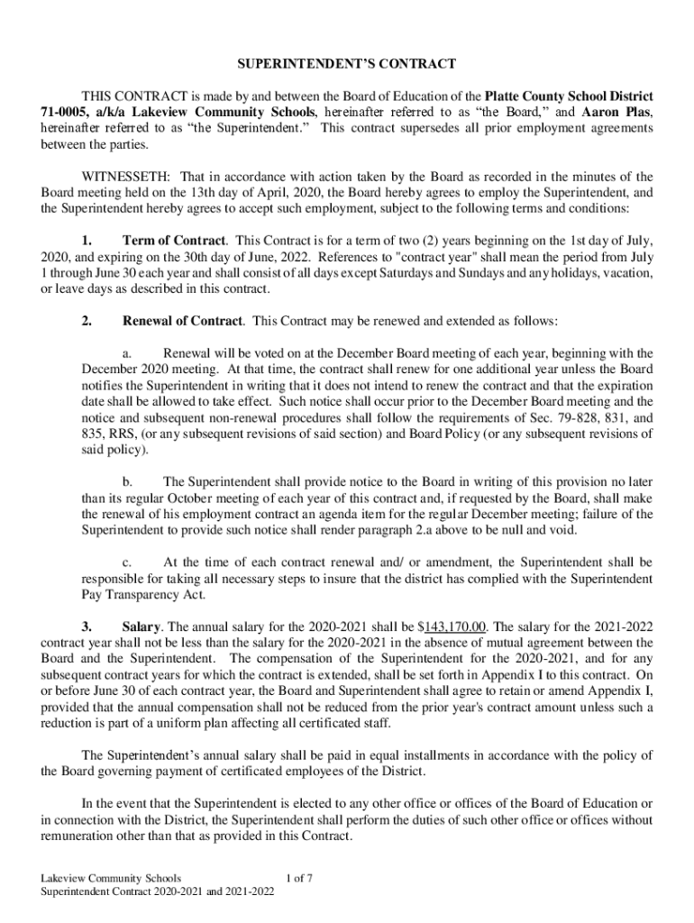 Fillable Online Contract of Employment with Superintendent - Amazon AWS ...