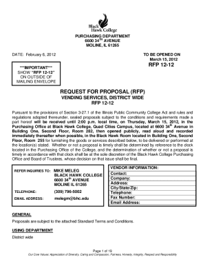 Fillable Online RFP 12-12 REQUEST FOR PROPOSAL (RFP) - Black Hawk College Fax Email Print ...