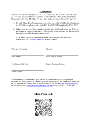 Fillable Online File A Claim Form OnlineThe Hertz Corporation ...