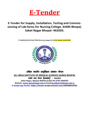 Fillable Online aiimsbhopal edu E-Tender for Supply, Installation ...