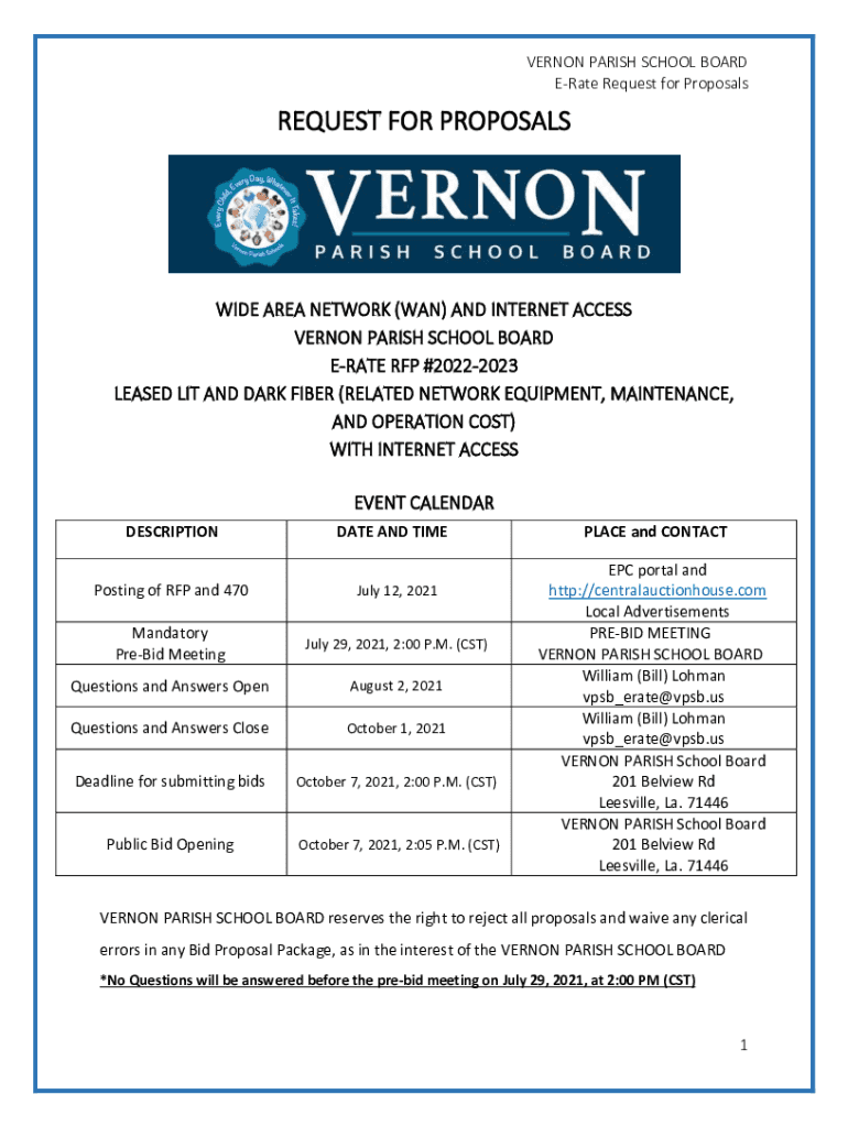 Fillable Online REQUEST FOR PROPOSAL WIDE AREA NETWORK (WAN ... Fax Email Print - pdfFiller