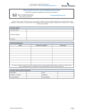 Application for ADP - AVP Authorised signatories - Bristol Airport Doc ...