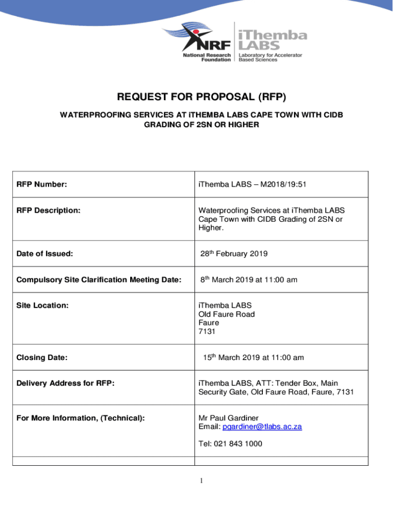 Fillable Online Waterproofing Services at iThemba Labs Cape Town with ... Fax Email Print ...