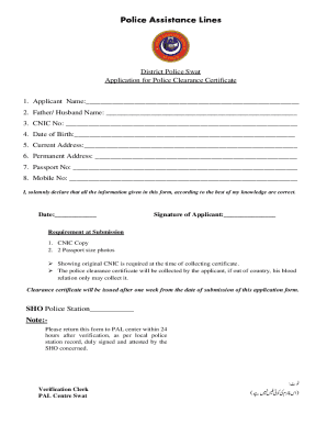 Fillable Online Police Clearance certificate (Character Verification) Fax Email Print - pdfFiller