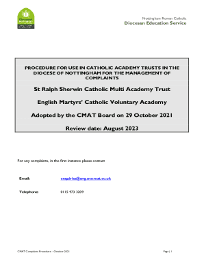 Fillable Online Governance - St Ralph Sherwin Catholic Multi Academy ...