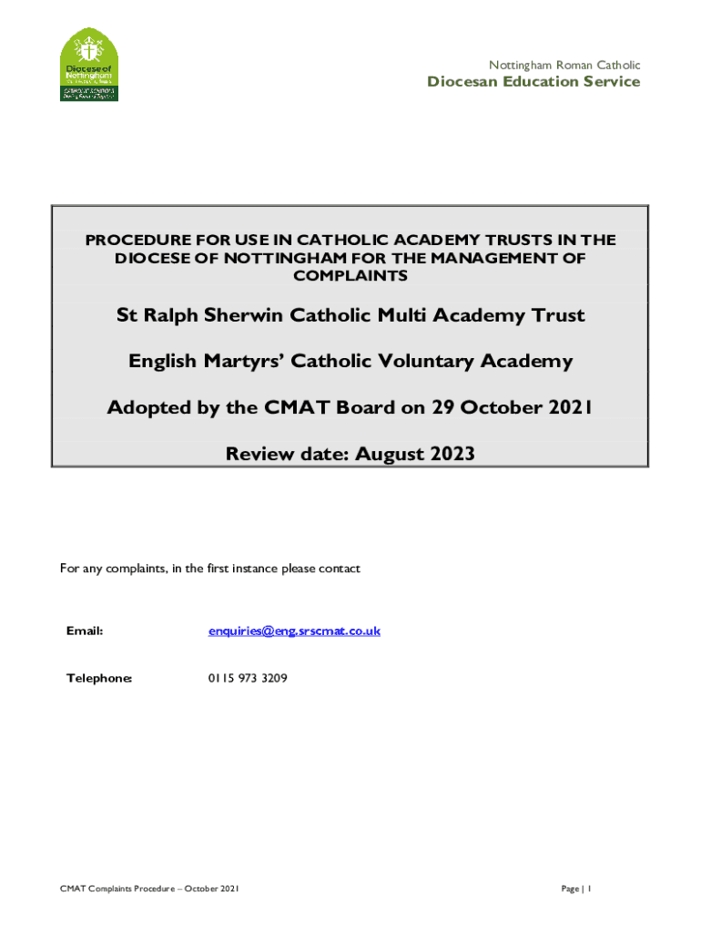 Fillable Online Governance - St Ralph Sherwin Catholic Multi Academy ...