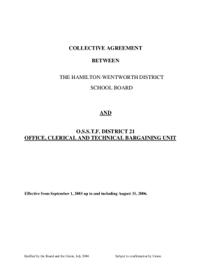 Fillable Online a collective agreement - OSSTF Fax Email Print - pdfFiller