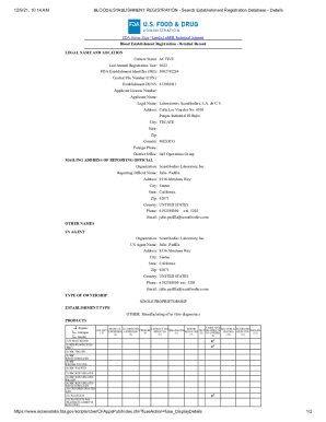 Fillable Online Blood Establishment Registration and Product Listing ...
