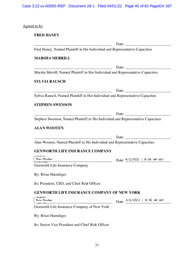Fillable Online Joint Stipulation of Settlement Agreement - Haney v ...