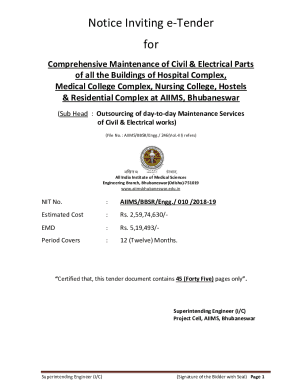 Fillable Online NOTICE INVITING TENDER Sample Clauses - Law Insider Fax ...