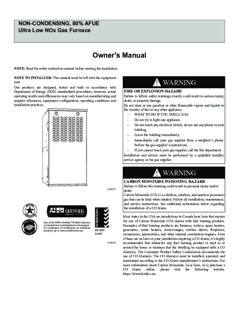 Fillable Online Owner's Manual - Carrier Fax Email Print - pdfFiller