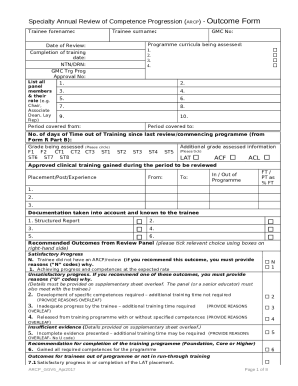 ARCP Outcome s - Royal College of Pathologists Doc Template | pdfFiller