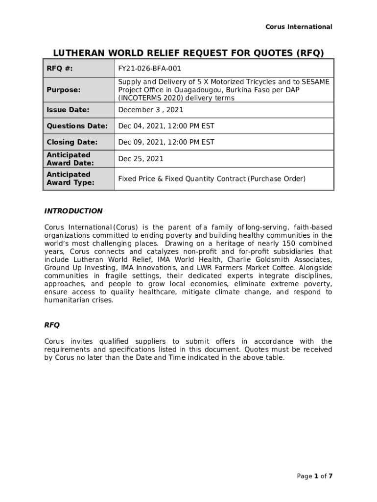 request for proposal - LWF Myanmar program Doc Template | pdfFiller