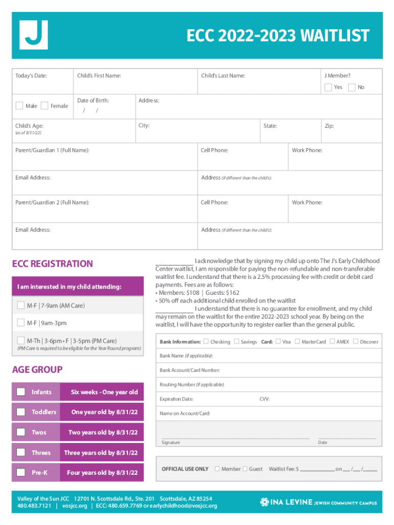 Fillable Online Youth Experiences at The J - Valley of the Sun JCC Fax Email Print - pdfFiller
