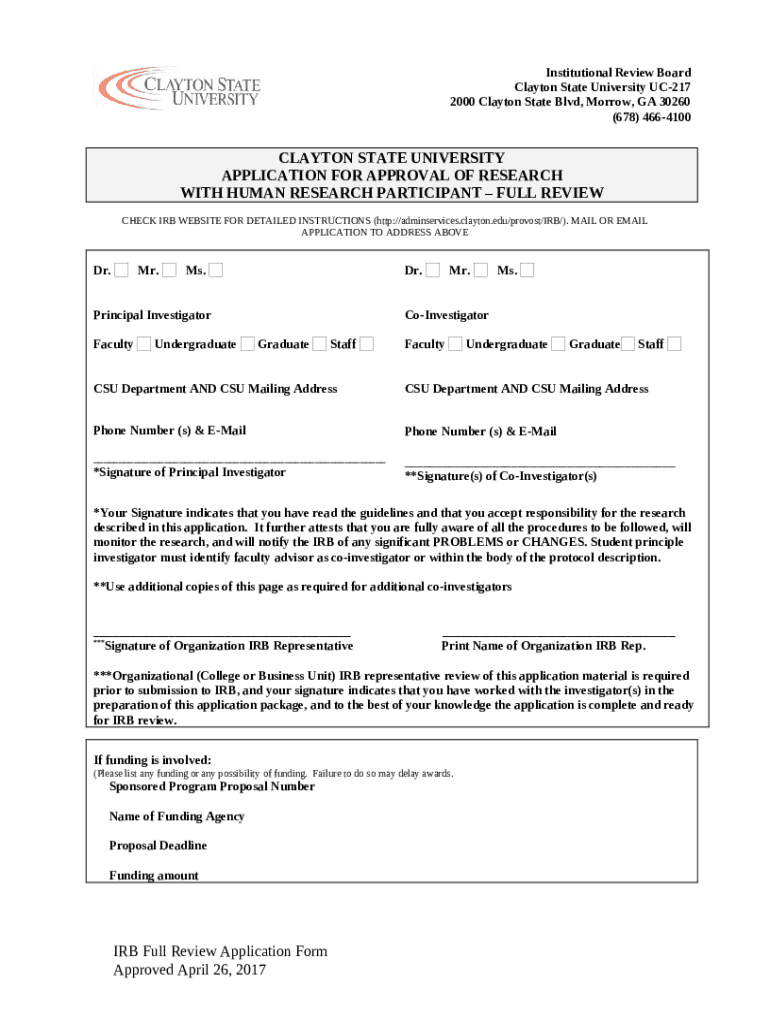 Institutional Review Board s and Applications Doc Template | pdfFiller