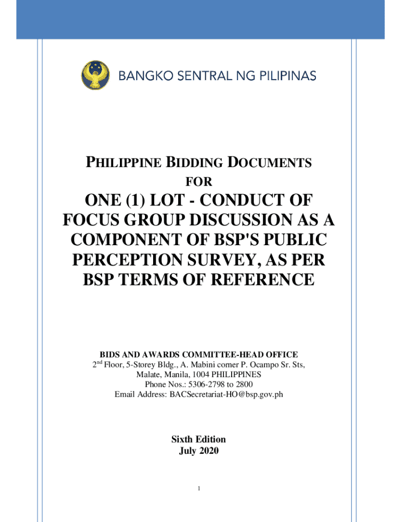 Fillable Online philippine bidding documents - one (1) lot - conduct of focus ... Fax Email ...