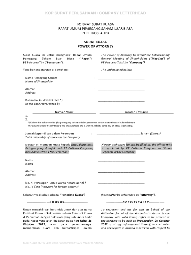 Fillable Online KOP SURAT PERUSAHAAN / COMPANY LETTERHEAD FORMAT ...