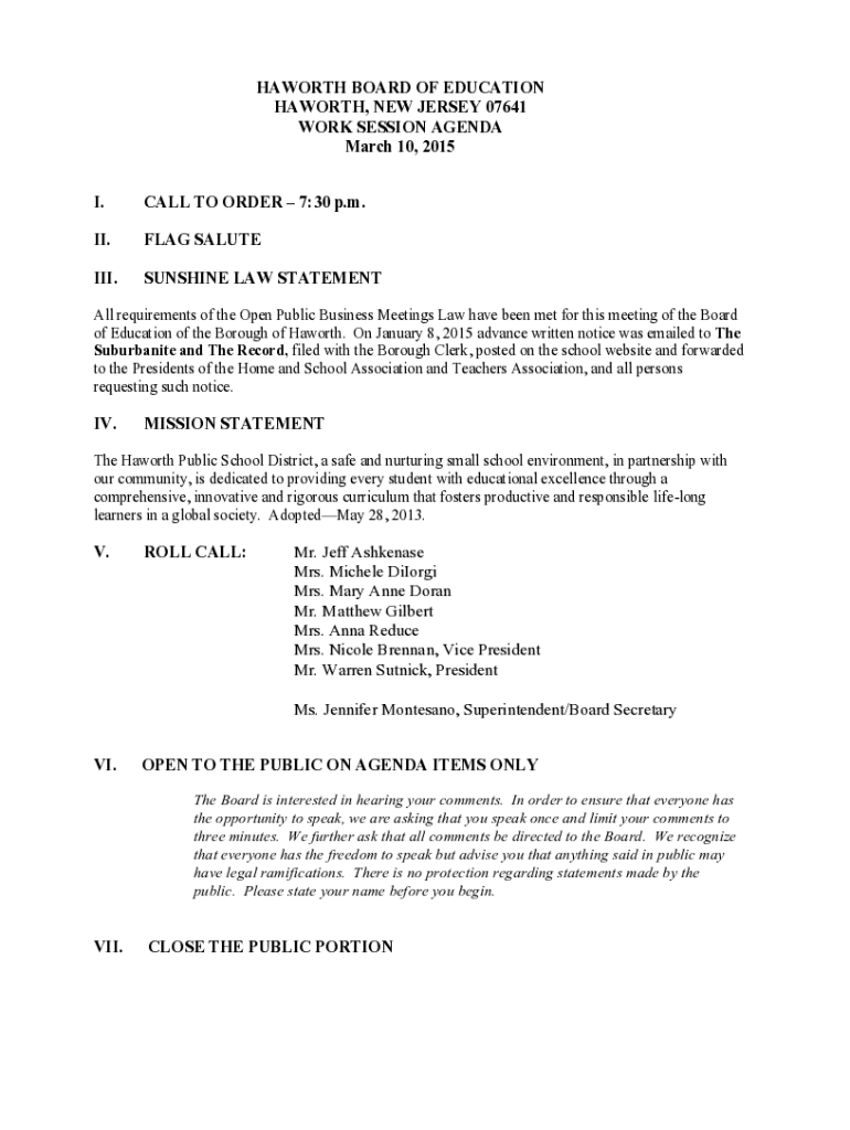 Fillable Online 3-10-15 Work Session Agenda-DRAFT.docx Fax Email Print ...
