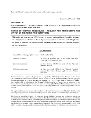 Fillable Online Results from written procedure and notice of amendments ...