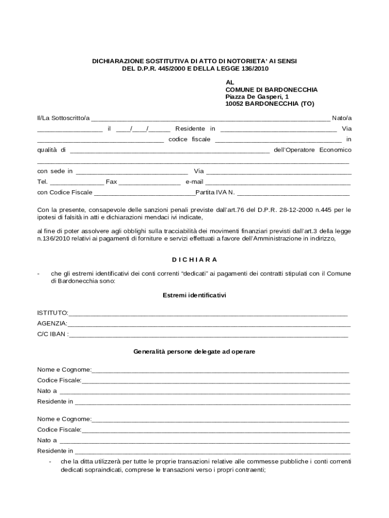 allegato 1 dichiarazione sostitutiva di atto di notoriet sulla ... Doc ...