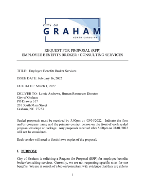 Fillable Online REQUEST FOR PROPOSAL (RFP) EMPLOYEE BENEFITS ... Fax ...
