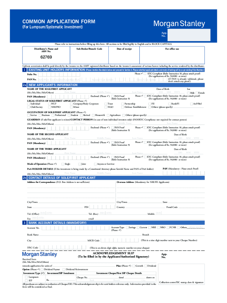 Fillable Online COMMON APPLICATION FORM FOR LUMP SUM/ ... Fax Email Print - pdfFiller