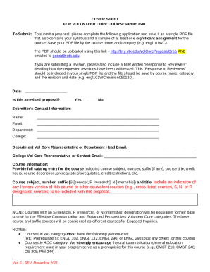 Volunteer Core Course Proposal s Instructions Doc Template | pdfFiller