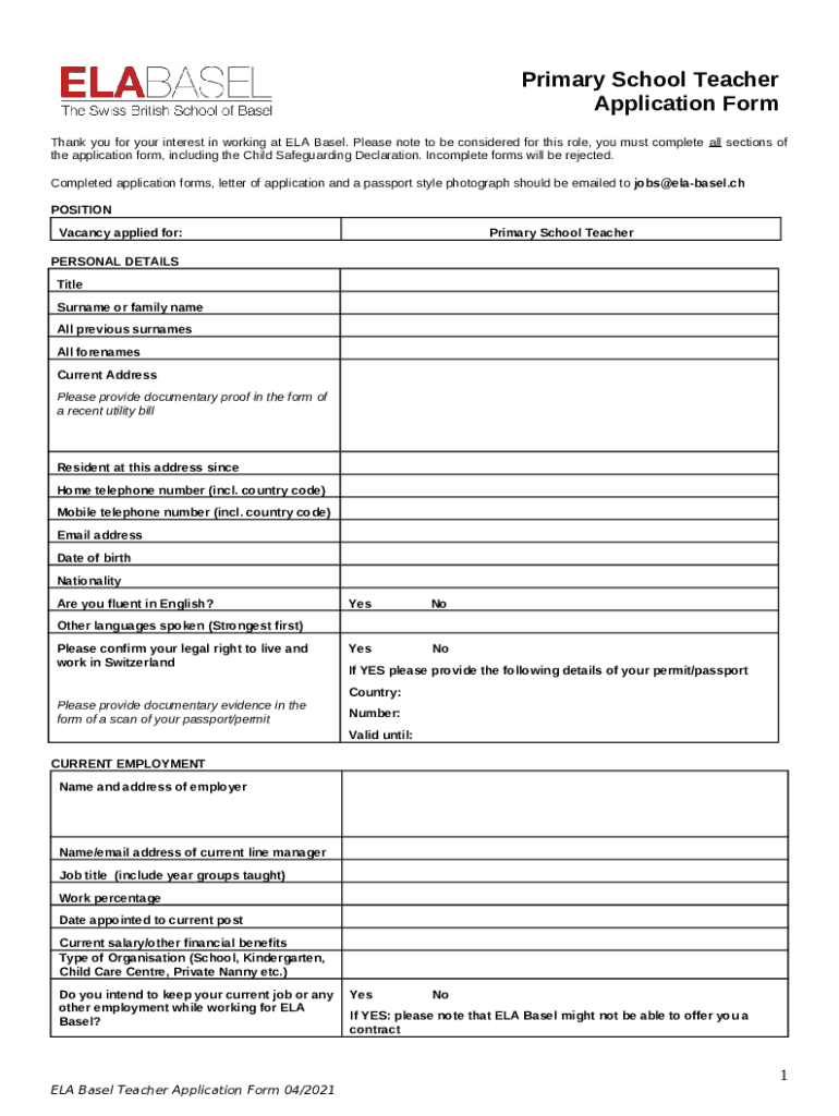 ELA Basel Application Doc Template | pdfFiller
