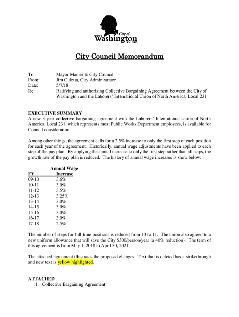 Fillable Online Mayor and City Council FROM: Jim Clifford, City ...
