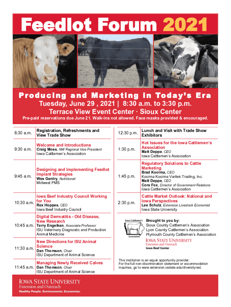 Fillable Online Iowa State Feedlot Forum set for Jan. 18 - AgUpdate Fax Email Print - pdfFiller