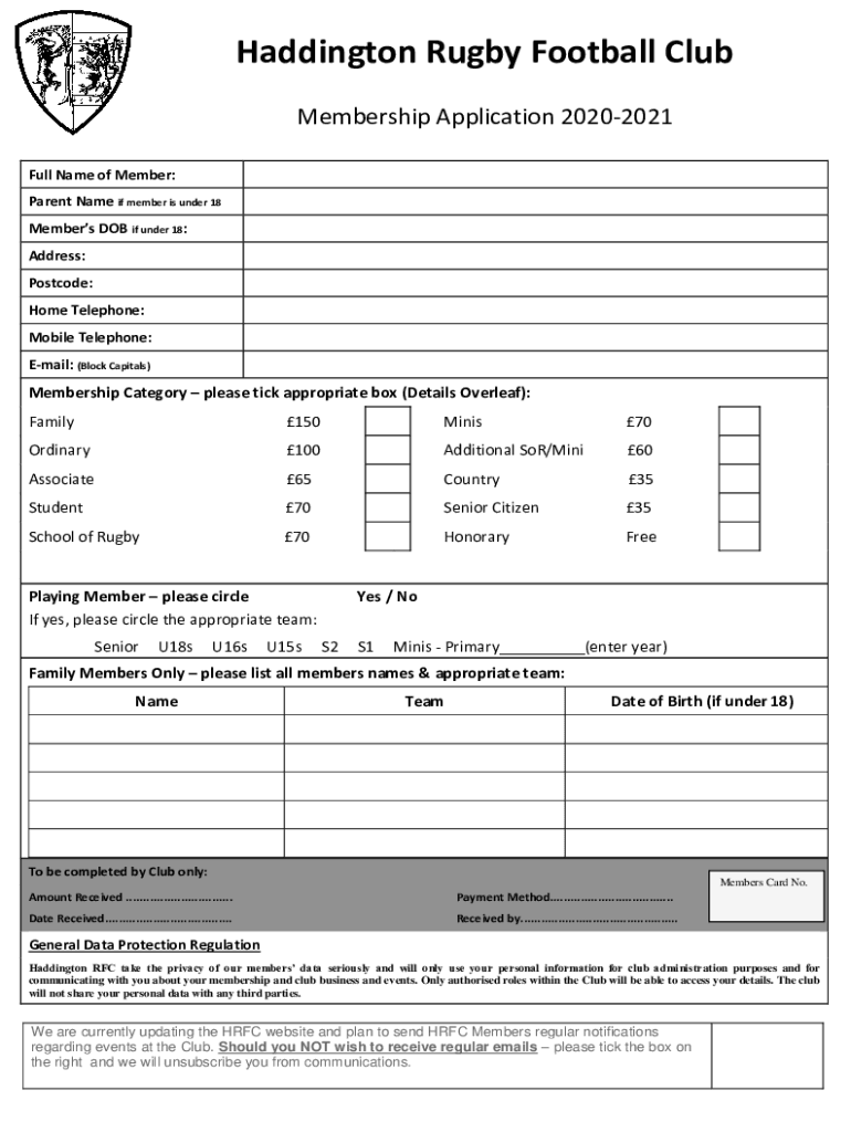 Fillable Online Adult Membership Form Fax Email Print - pdfFiller