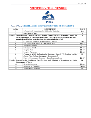 Fillable Online NOTICE INVITING TENDER - IIM Kashipur Fax Email Print ...