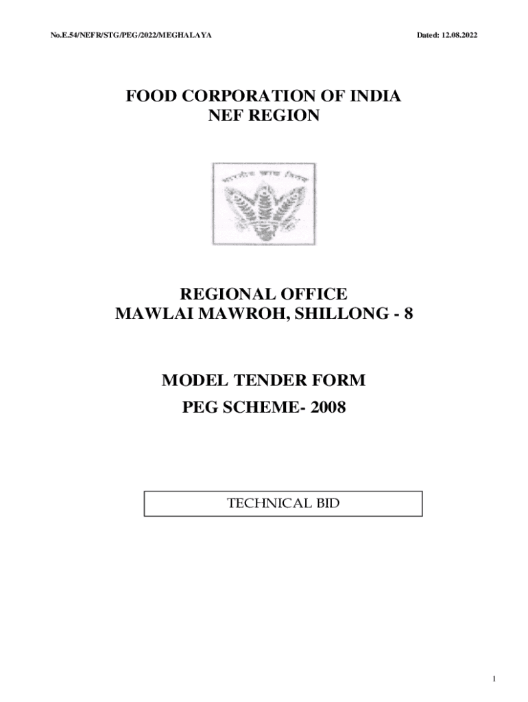 Fillable Online fci gov Construction of Godown under Peg-Scheme Tender, Meghalaya Fax Email ...
