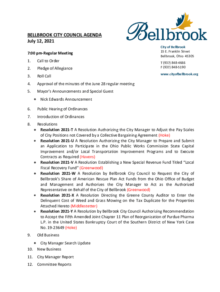 Fillable Online 1. Call to Order 2. Pledge of Allegiance 3. Consent ...