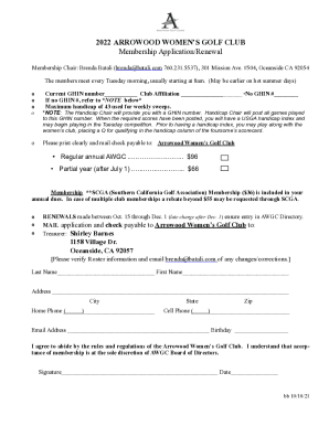 Fillable Online *AW Welcome Letter - Arrowood Golf Course Fax Email ...