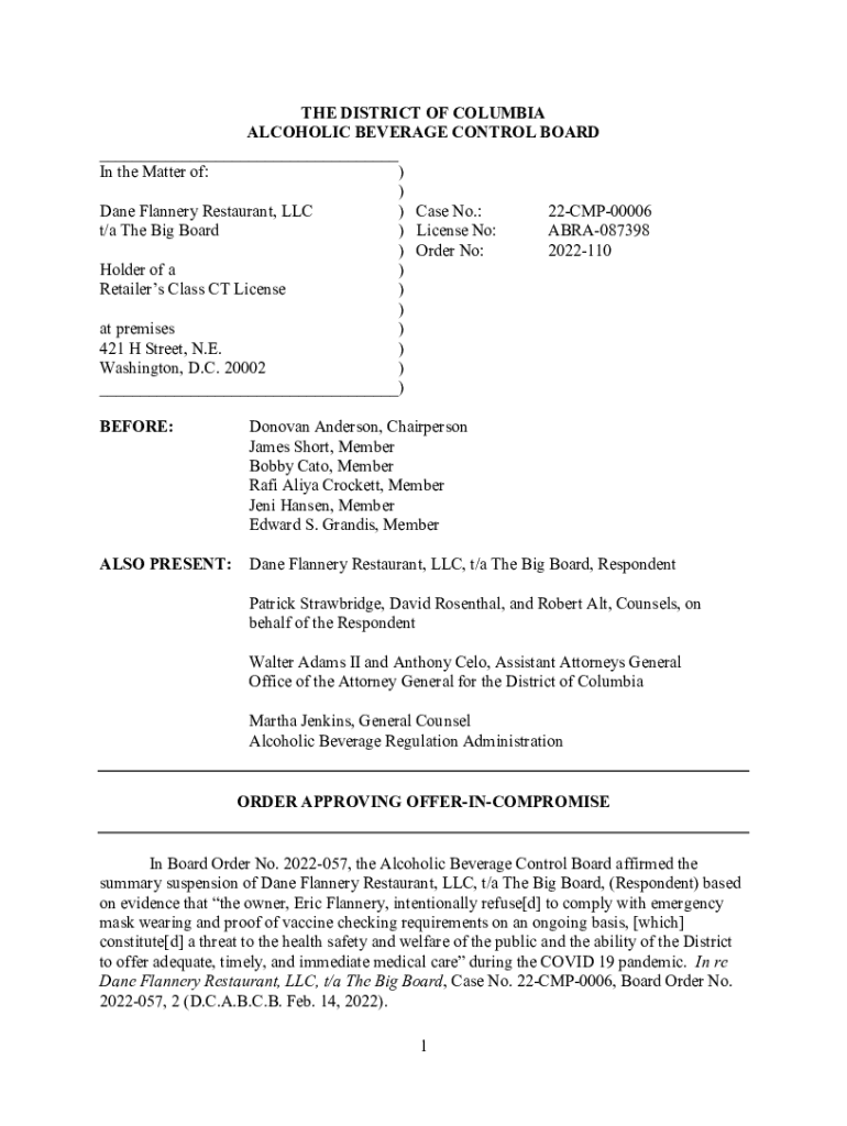 Fillable Online The Big Board - Alcoholic Beverage Regulation ...