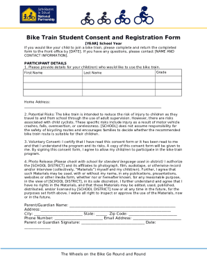 Bike to School Agreement and Consent - SharpSchool Doc Template | pdfFiller