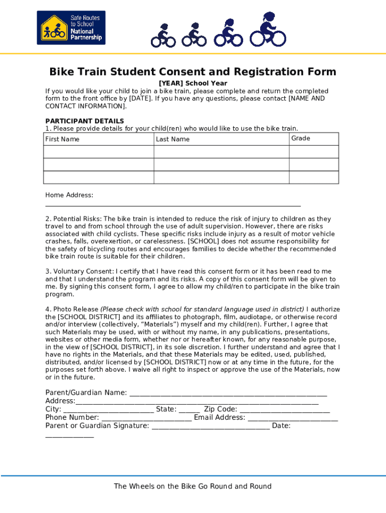 Bike to School Agreement and Consent - SharpSchool Doc Template | pdfFiller