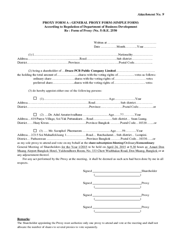 Fillable Online PROXY FORM B (SPECIFIC DETAILS FORM) Fax Email Print ...