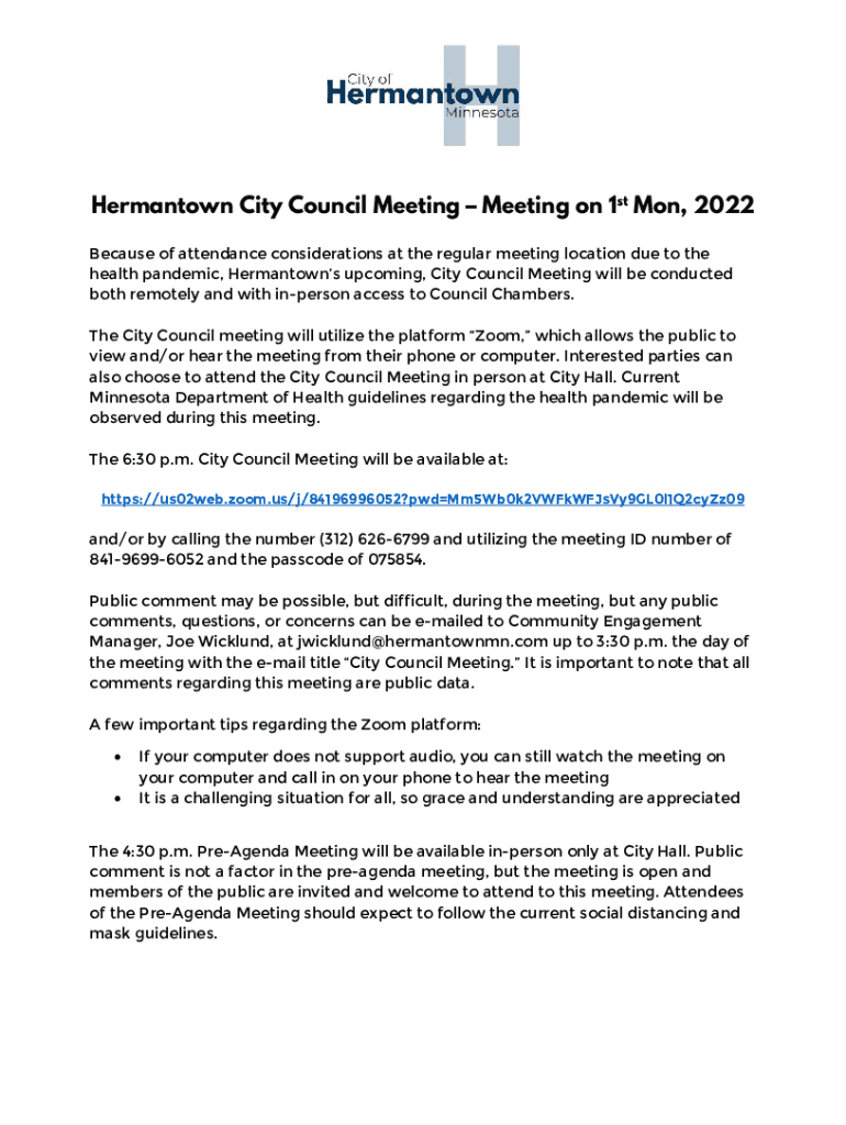 Fillable Online both remotely and with in-person access to Council ...