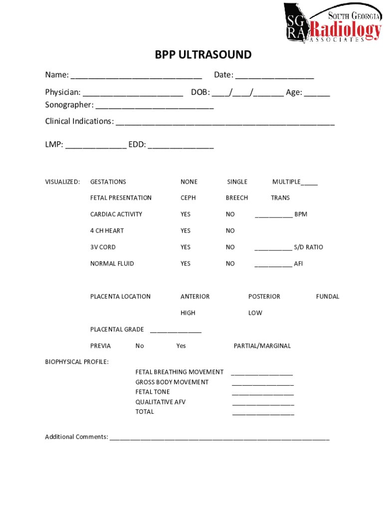 Fillable Online Biophysical Profile (BPP) - Children's Hospital of ...
