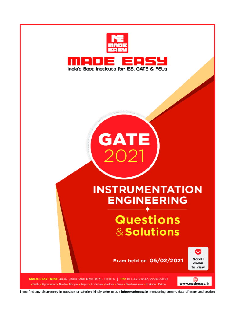 Fillable Online GATE Question Paper for Instrumentation Engineering (IN ...