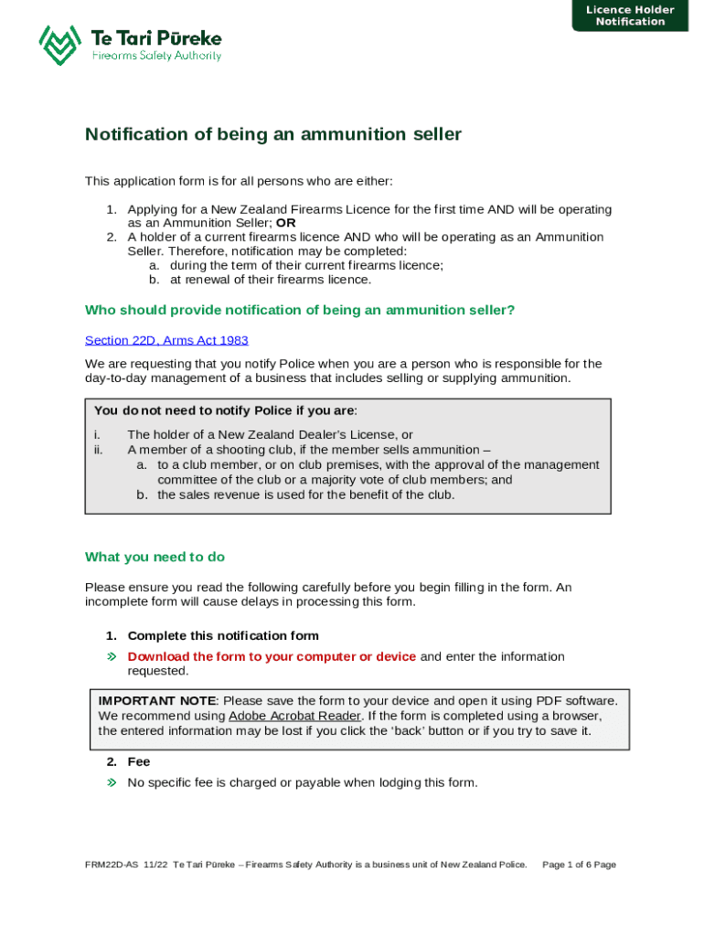 Ammunition Seller - Firearms Safety Authority Doc Template | pdfFiller