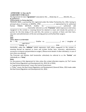 Fillable Online Page 1 of 23 ANNEXURE-A See rule 9 Agreement for sale ...