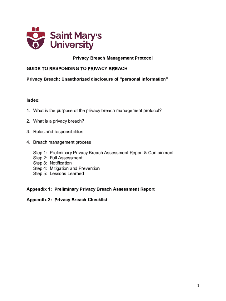 Fillable Online Managing a Privacy Breach Protocol and Forms Fax Email ...